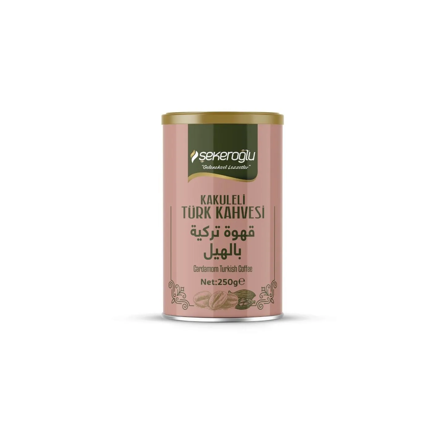 Sekeroglu Kakuleli (Cardamome) Turk Kahvesi Teneke Kutu 250Grx12